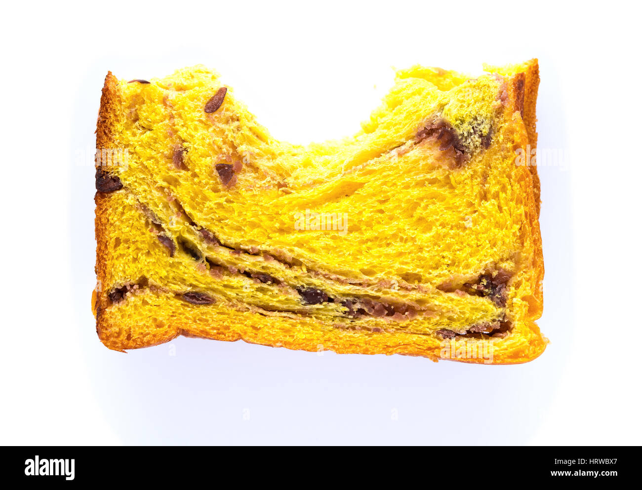 bited bread slice on a white background Stock Photo - Alamy
