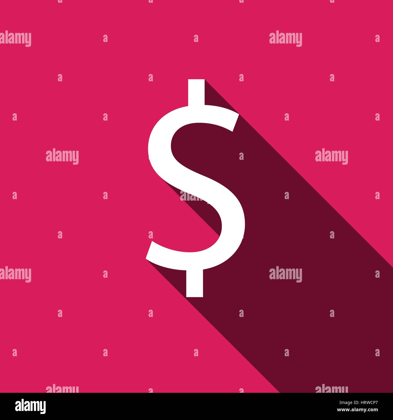 White flat Dollar icon with long shadow. Vector illustration Stock ...