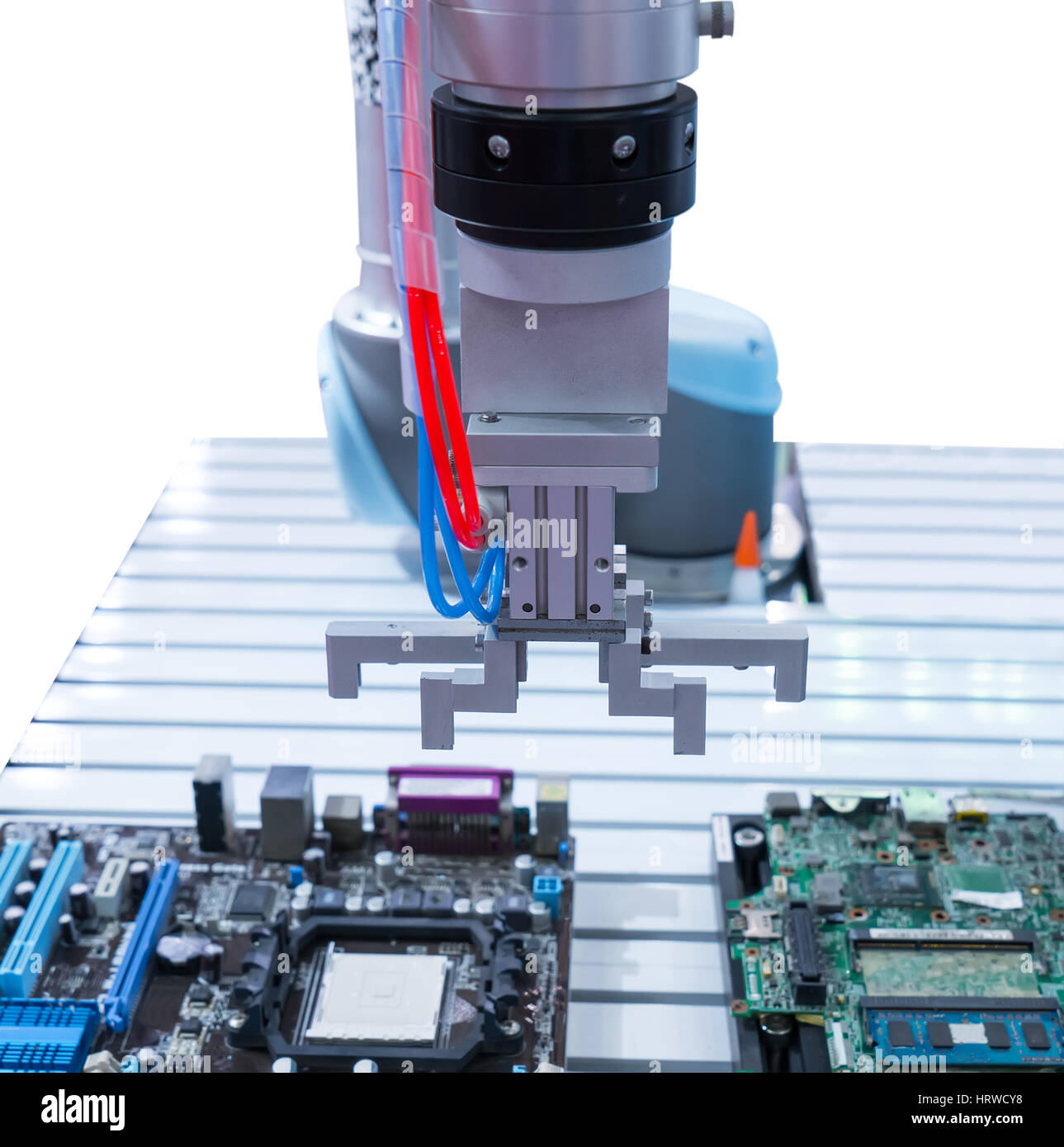 Automatic robot in assembly line working in factory. Smart factory ...