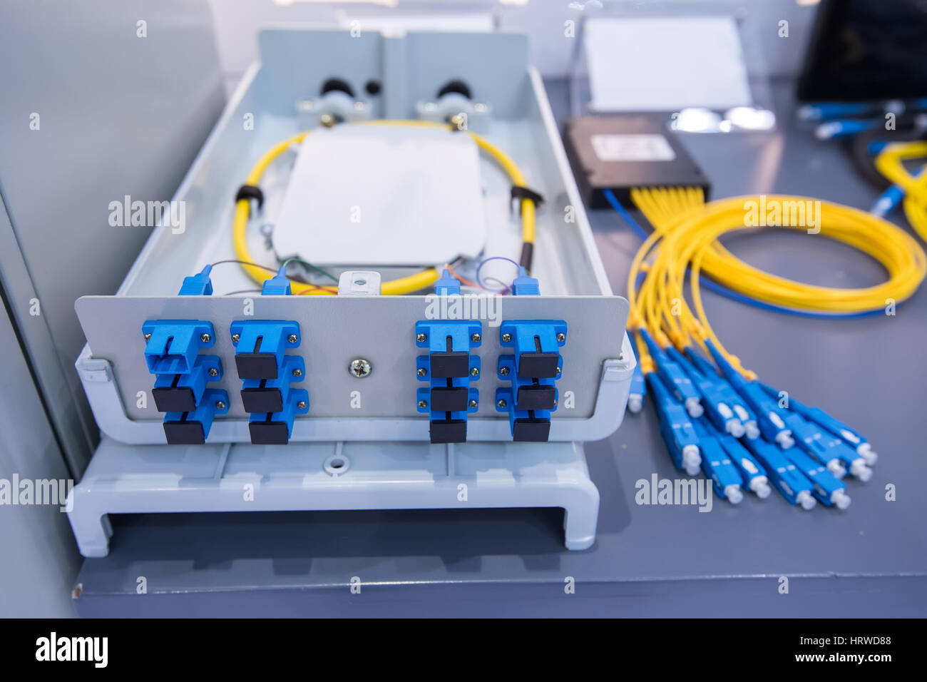 Optical Fiber communication Distribution point Stock Photo - Alamy