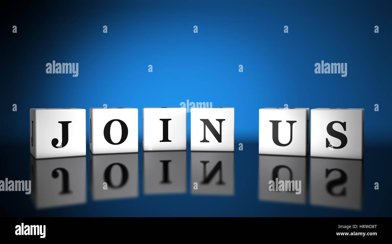 Join us sign and text on cubes business concept 3d illustration Stock ...