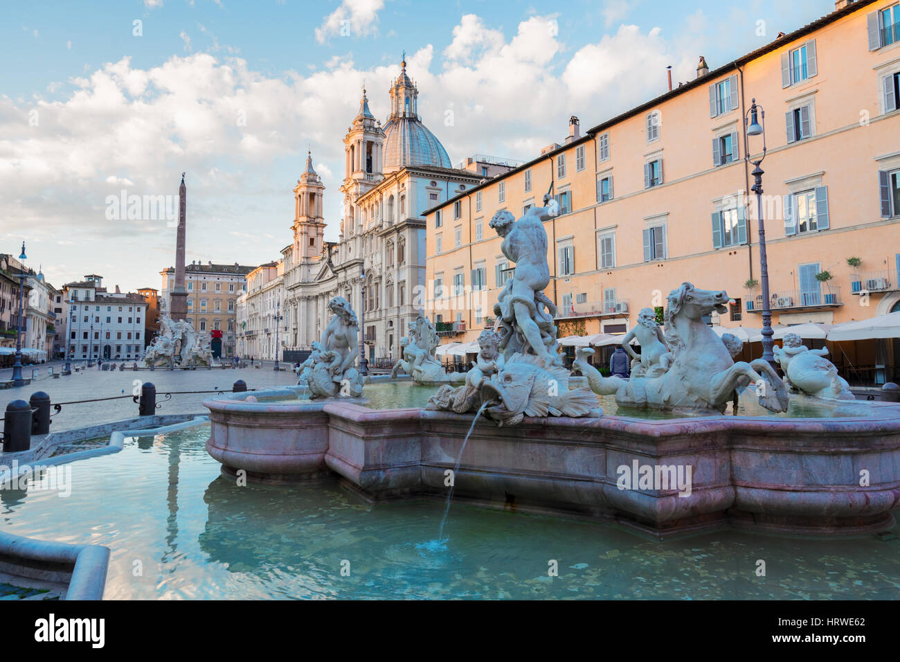 panoramic view of Piazza Navona and fountain del Moro in Rome, Italy ...