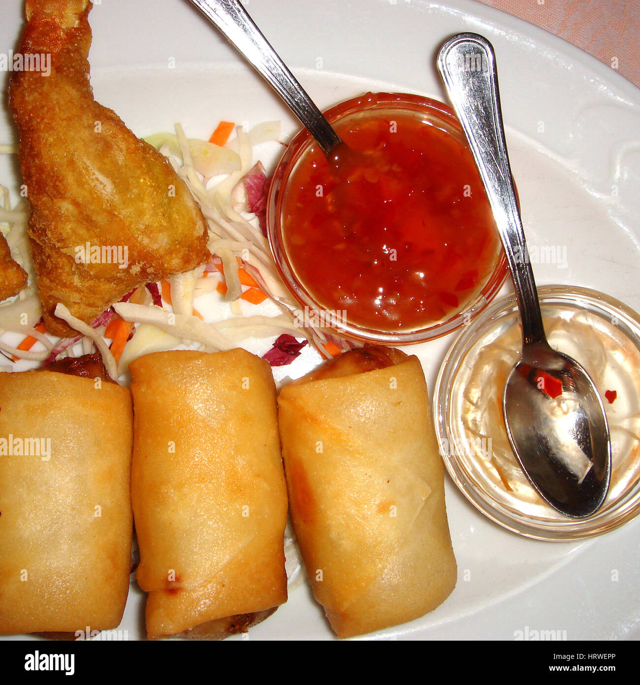 spring rolls and fries shrimps Stock Photo - Alamy