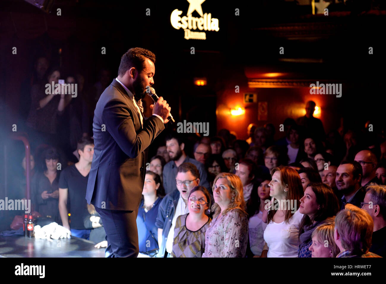 BARCELONA - APR 16: Myles Sanko (soul band) performs at Luz de Gas club ...