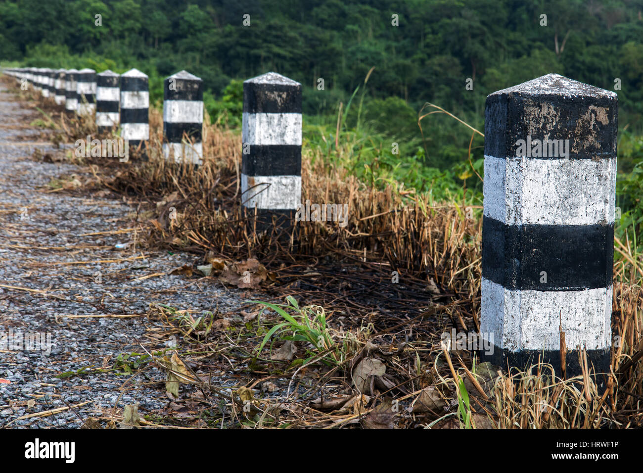 Bollards on a road hi-res stock photography and images - Alamy
