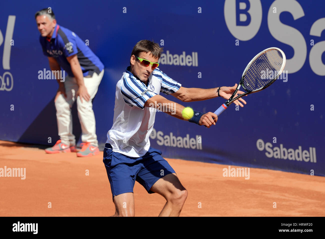 BARCELONA - APR 21: Tommy Robredo (Spanish tennis player) plays at the ...