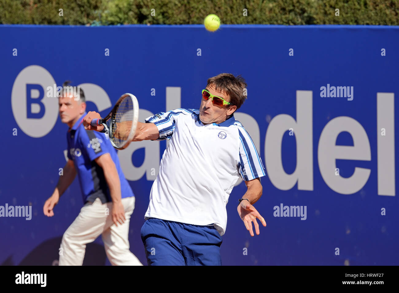 BARCELONA - APR 21: Tommy Robredo (Spanish tennis player) plays at the ...