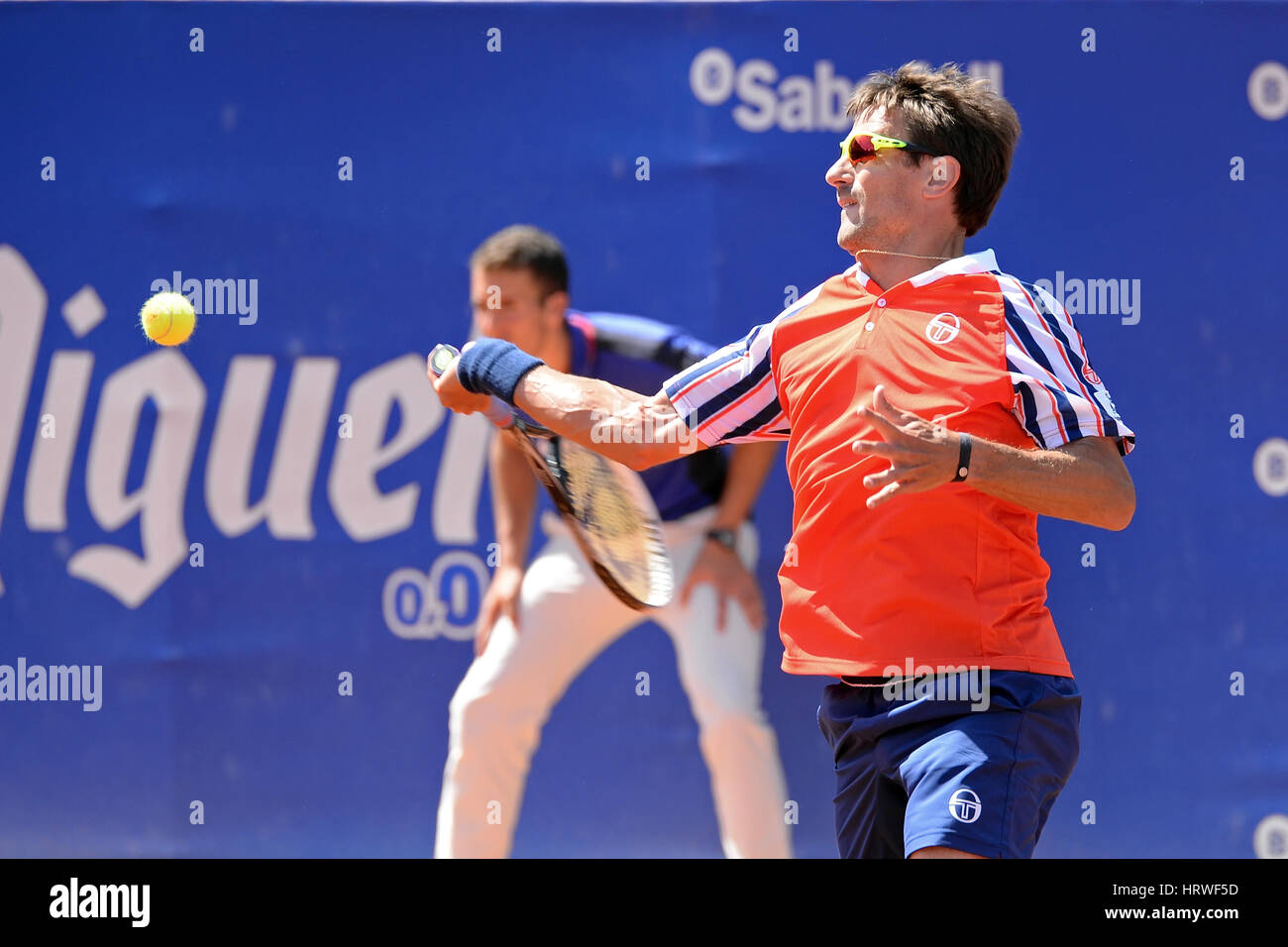BARCELONA - APR 24: Tommy Robredo (Spanish tennis player) plays at the ...