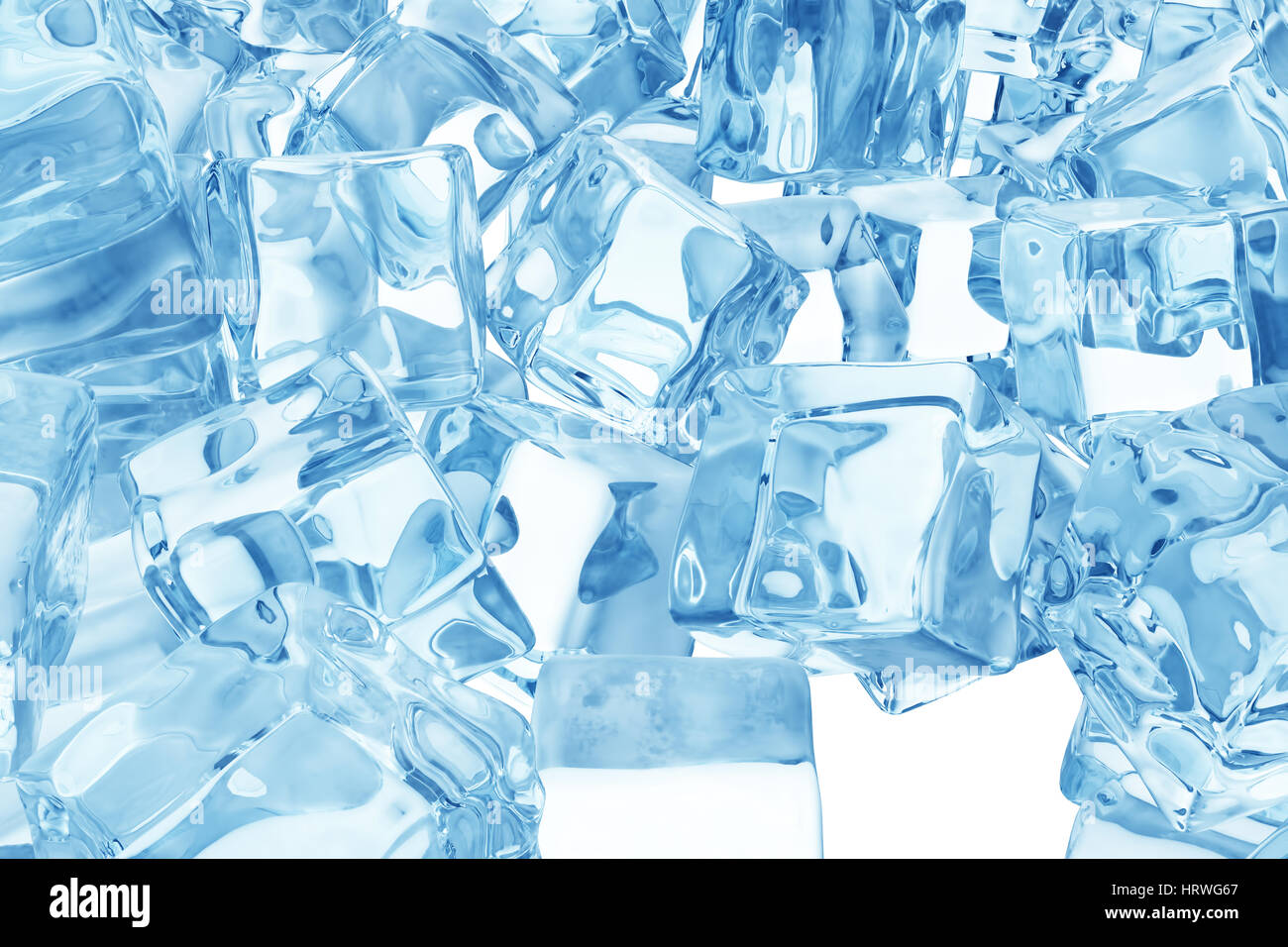 Heap of ice cubes. background of blue ice cubes, 3d rendering Stock ...