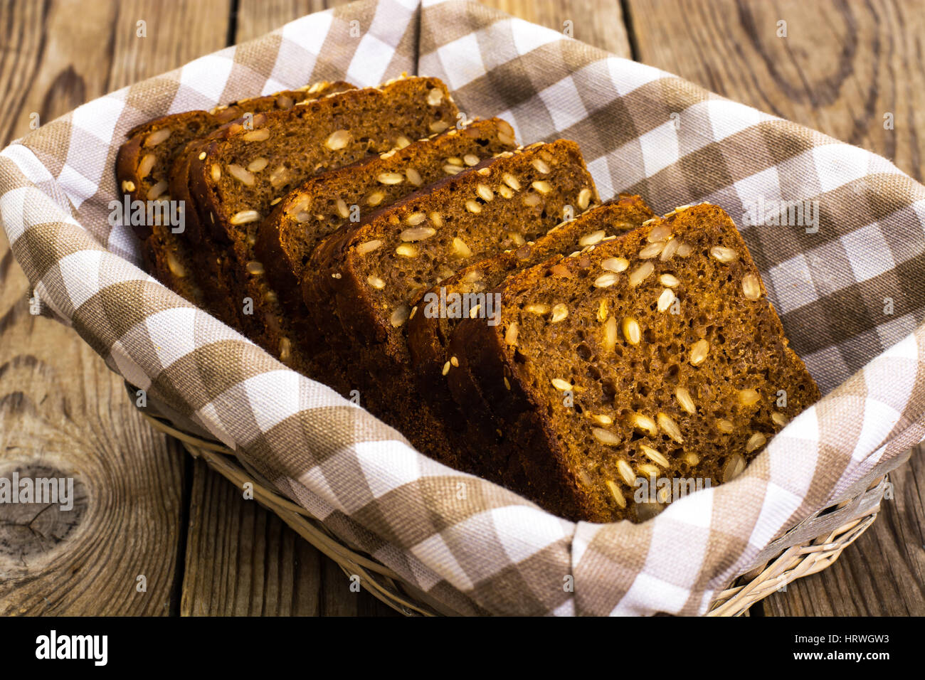Fresh rye bread with seeds of sunflower square shape. Studio Photo ...