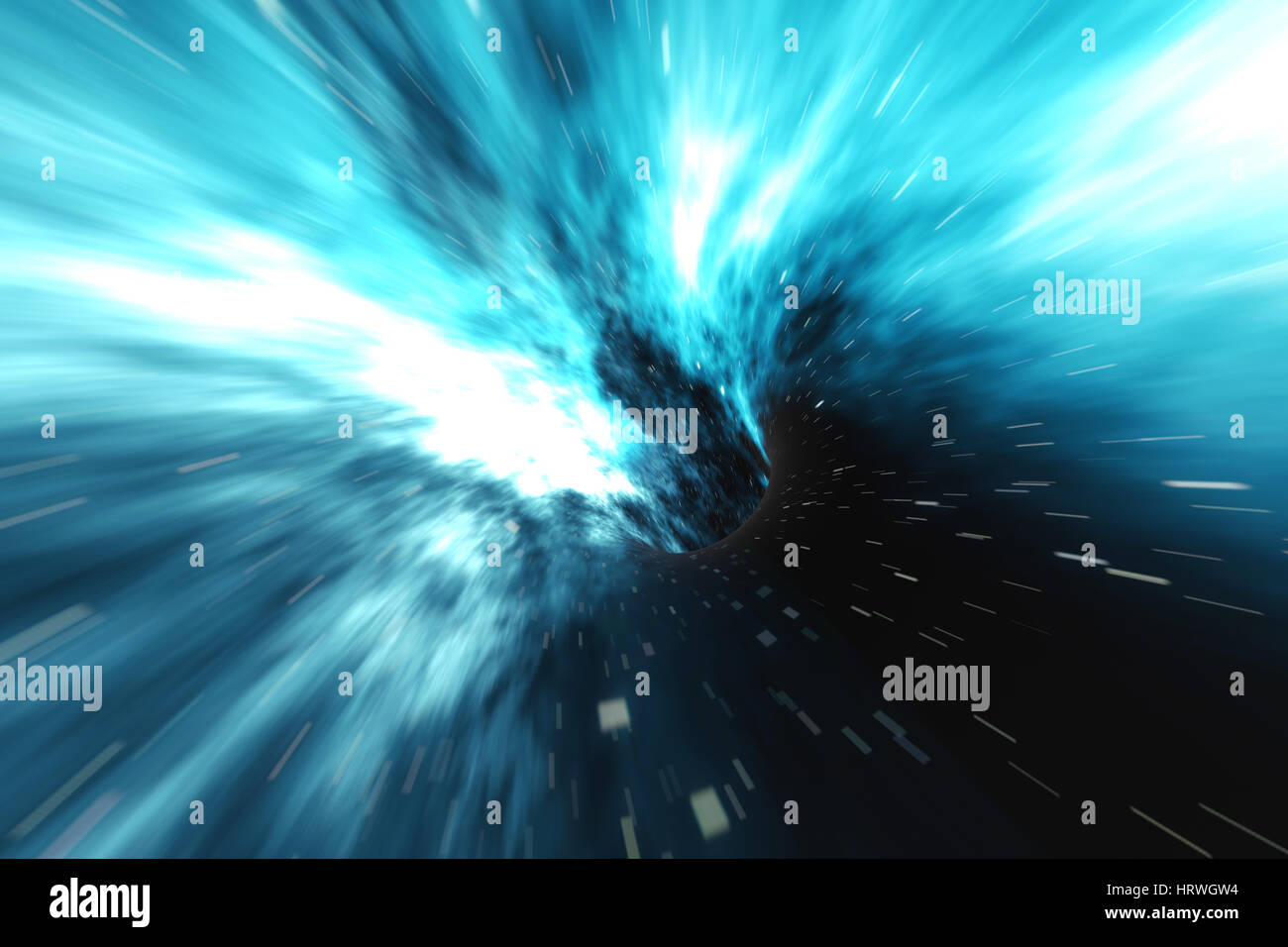 Star Warp or Hyperspace, abstract speed tunnel warp in space. Across ...