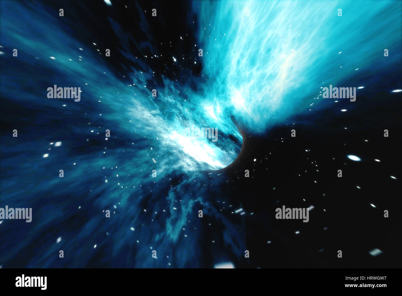 Star Warp or Hyperspace, abstract speed tunnel warp in space. Across ...