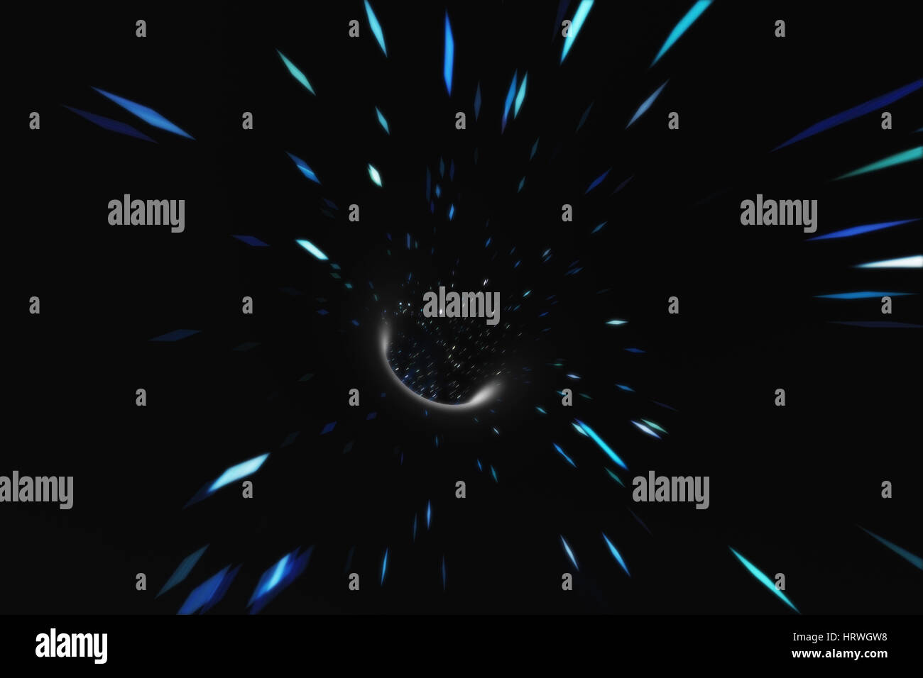 Star Warp or Hyperspace, abstract speed tunnel warp in space. Across ...