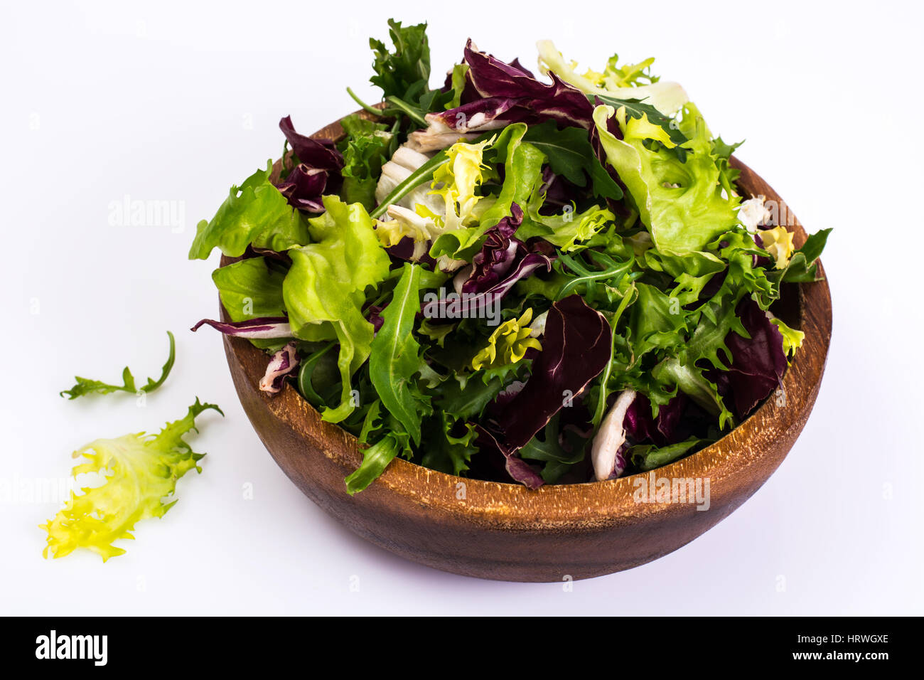 Mix of fresh lettuce on white background. Studio Photo Stock Photo - Alamy