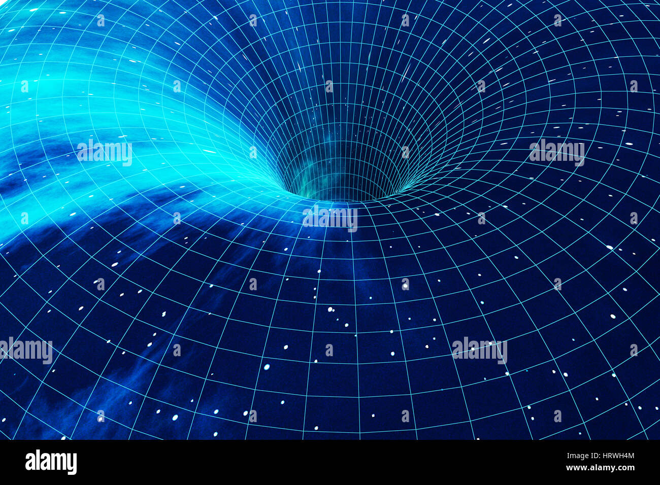 Cosmic wormhole, space travel concept, funnel-shaped tunnel that can ...