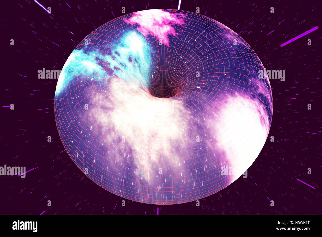 Star Warp or Hyperspace, abstract speed tunnel warp in space. Across ...