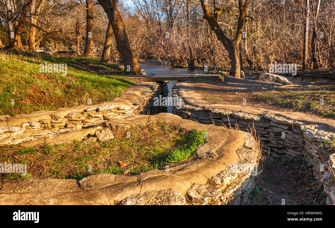 Stone Wall Pathway Access to river below Stock Photo - Alamy