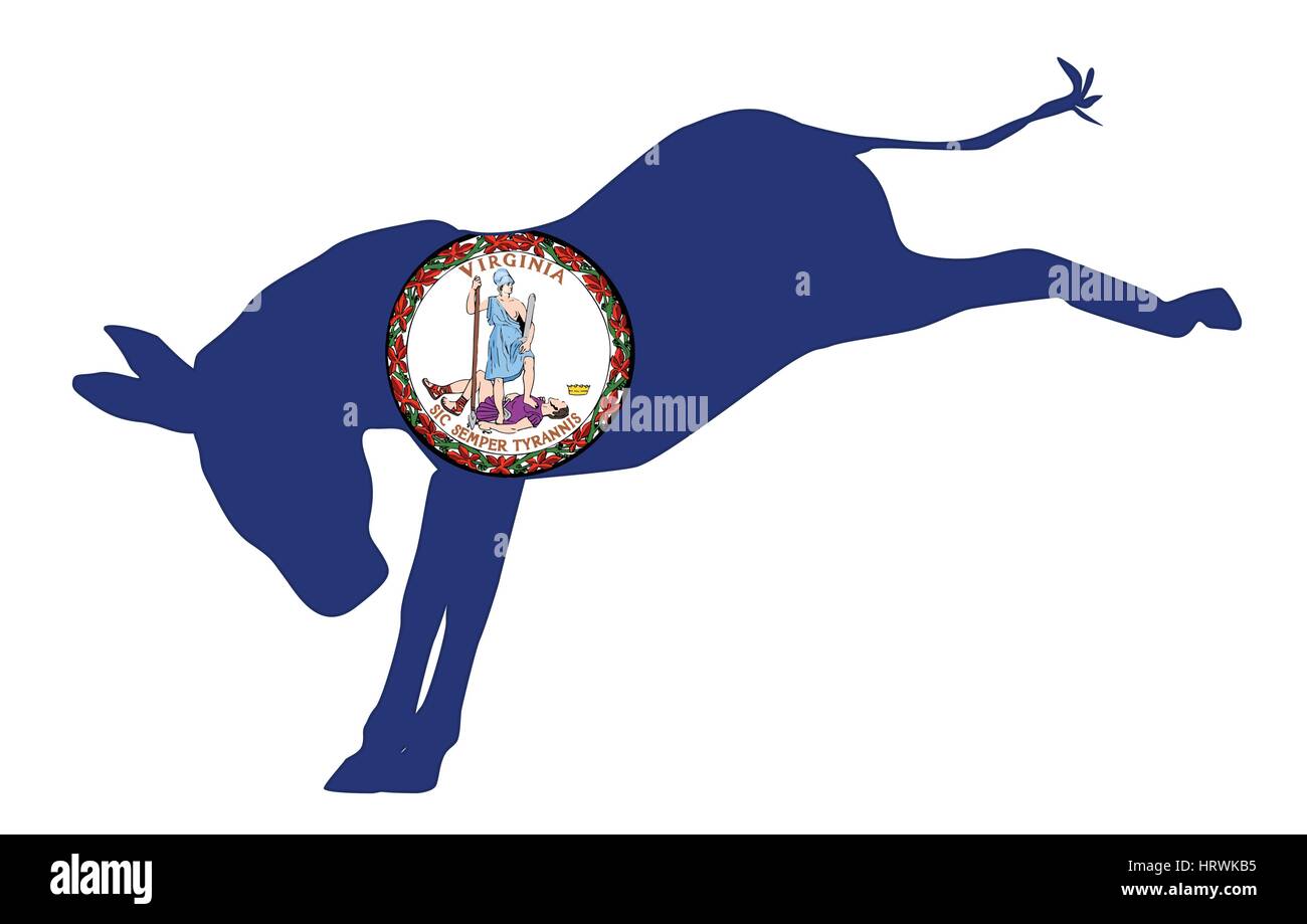The Virginia Democrat party donkey flag over a white background Stock ...