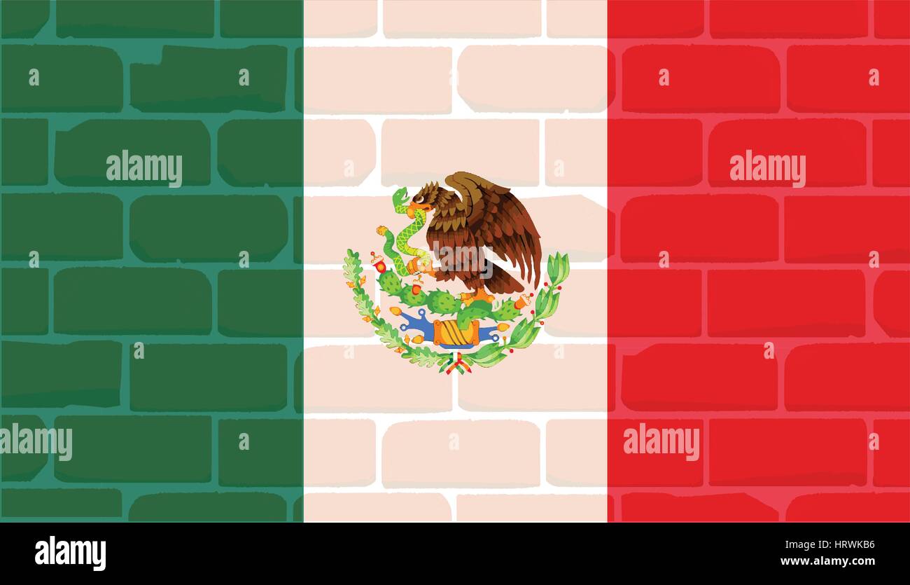 The Mexican Flag on a brick wall Stock Vector Image & Art - Alamy