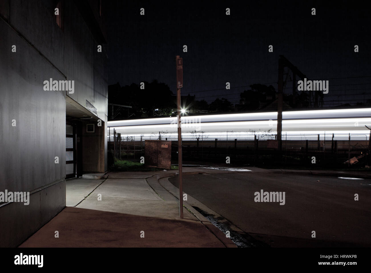 Moving train at night Stock Photo - Alamy