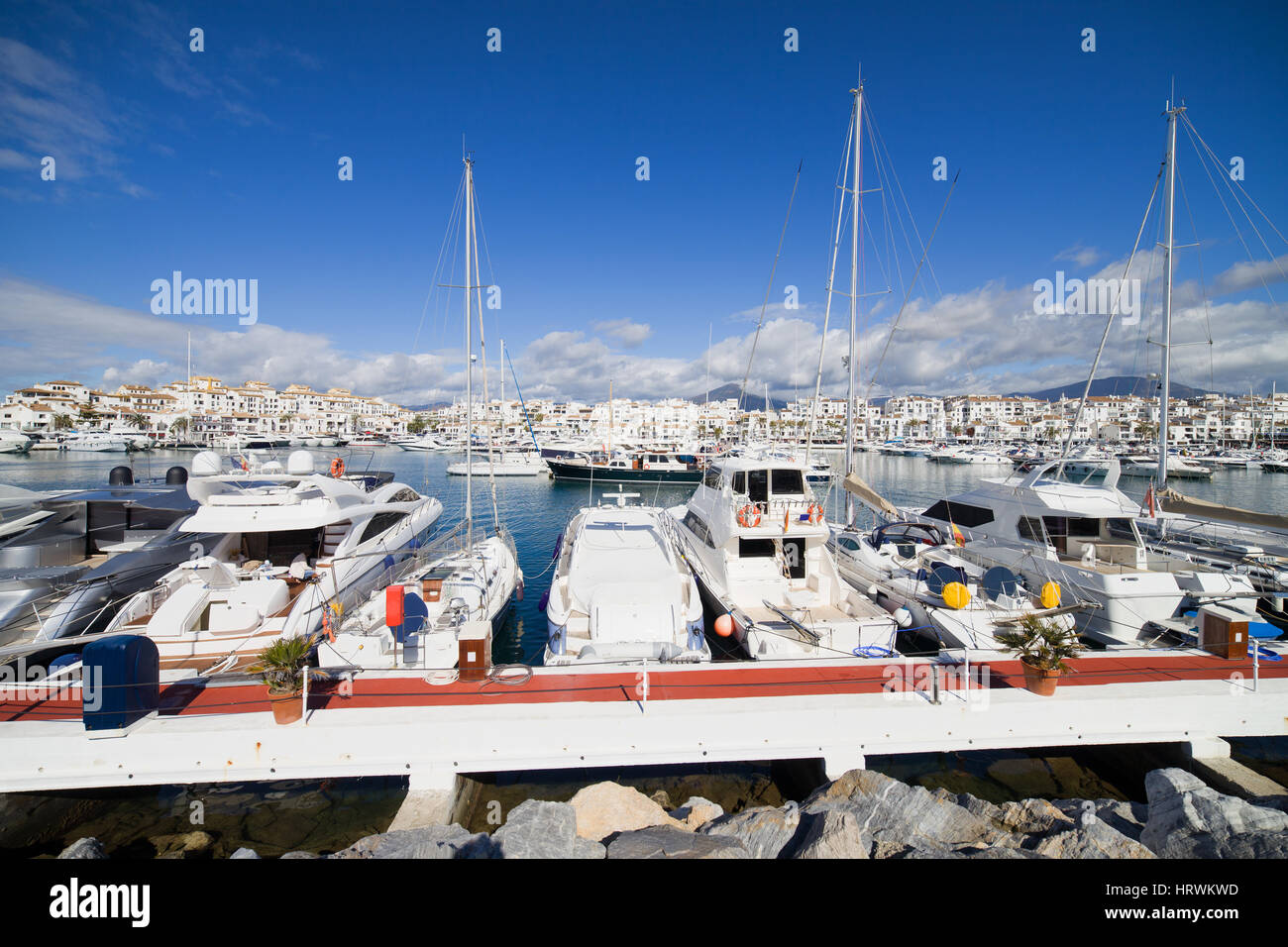 Puerto Banus luxury marina with yachts and sailing boats in Marbella ...