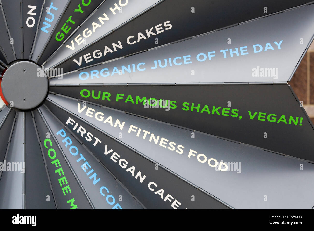 First Vegan outdoor Cafe Bar information sign Stock Photo - Alamy