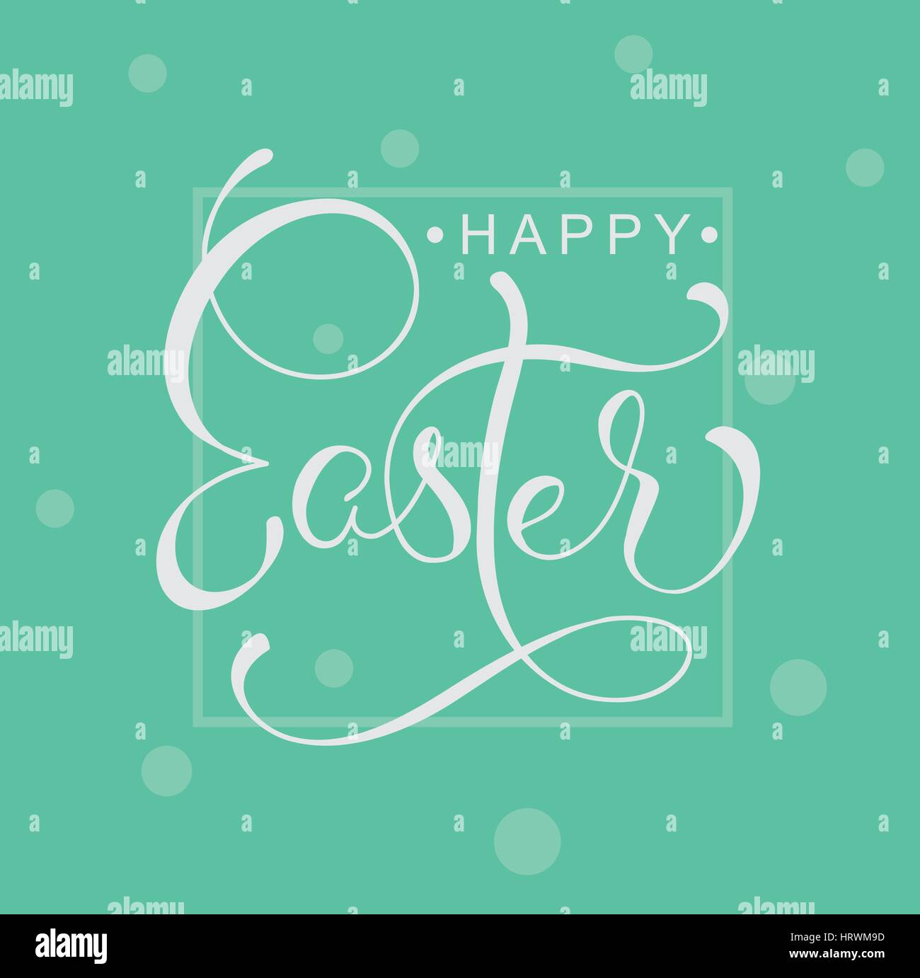 Happy Easter words on green background frame. Calligraphy lettering ...