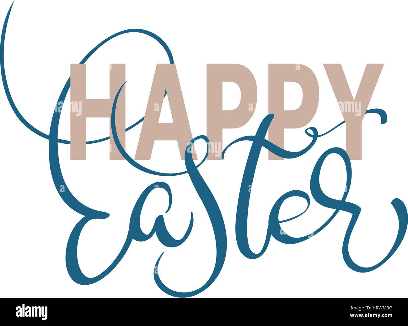 Happy Easter words on white background frame. Calligraphy lettering ...
