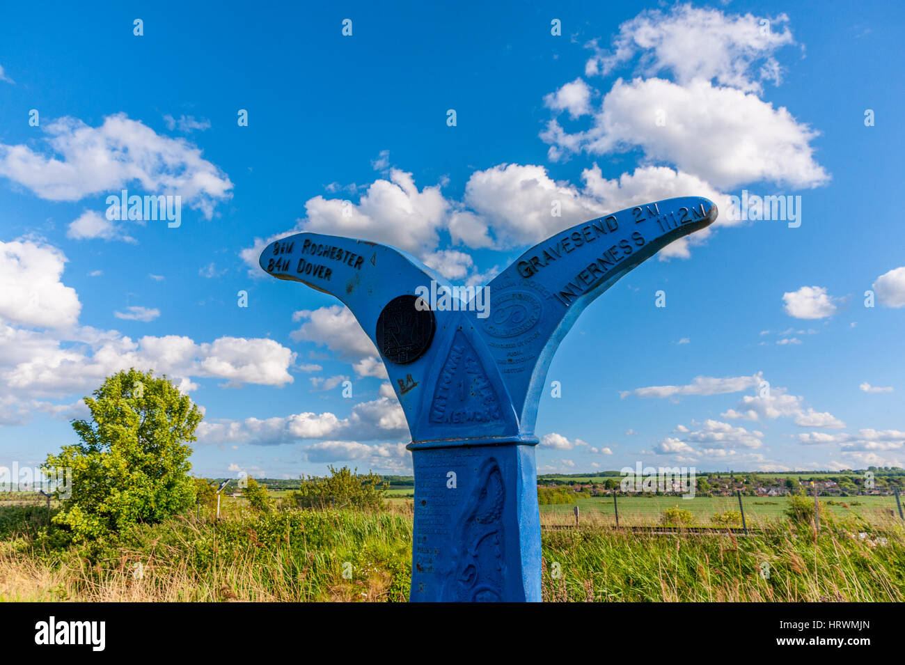 Sign for the national cycleway path near gravesend kent Stock Photo - Alamy