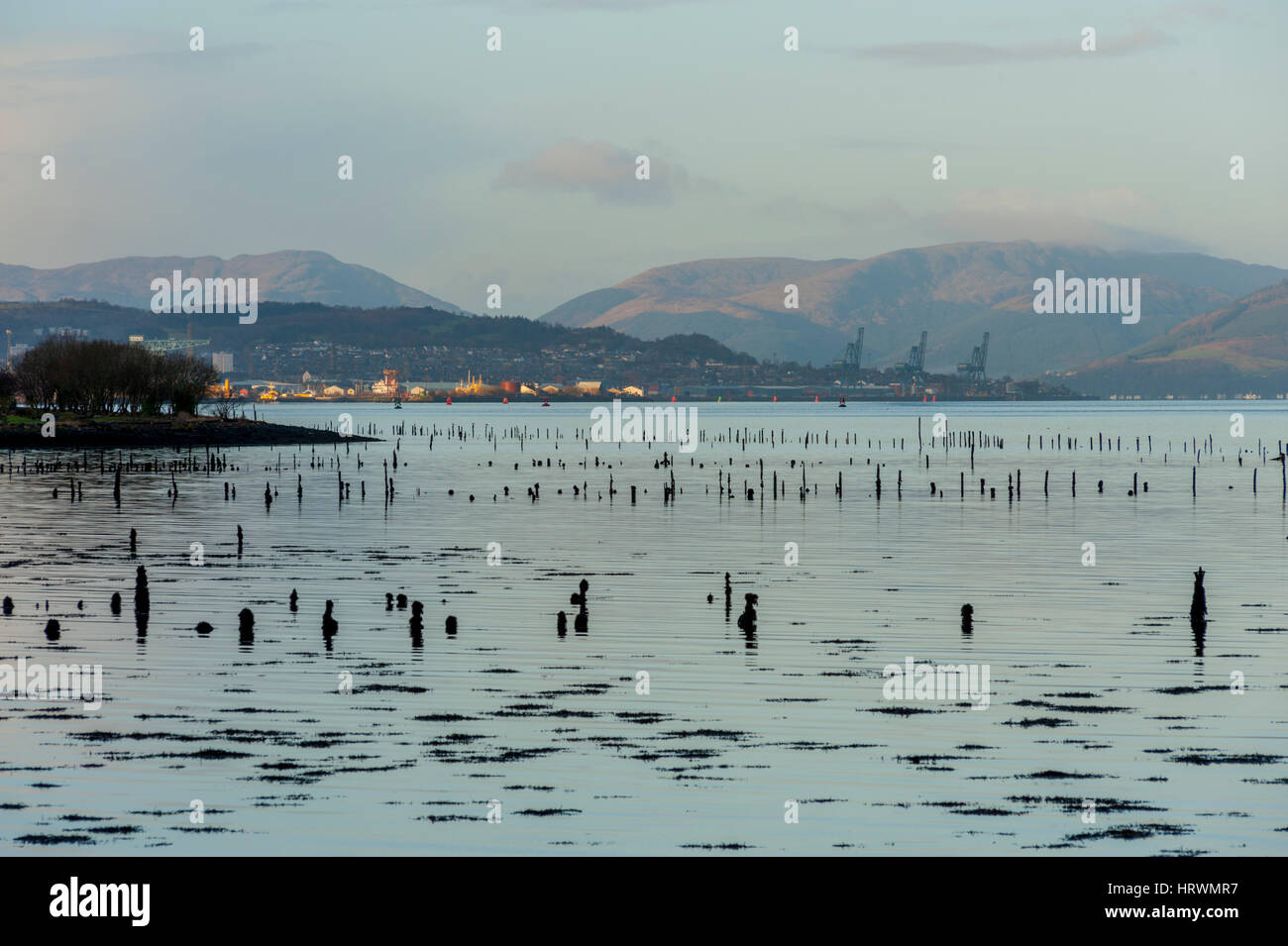 The ship timber storage ponds at Parklea Port Glasgow on the river ...