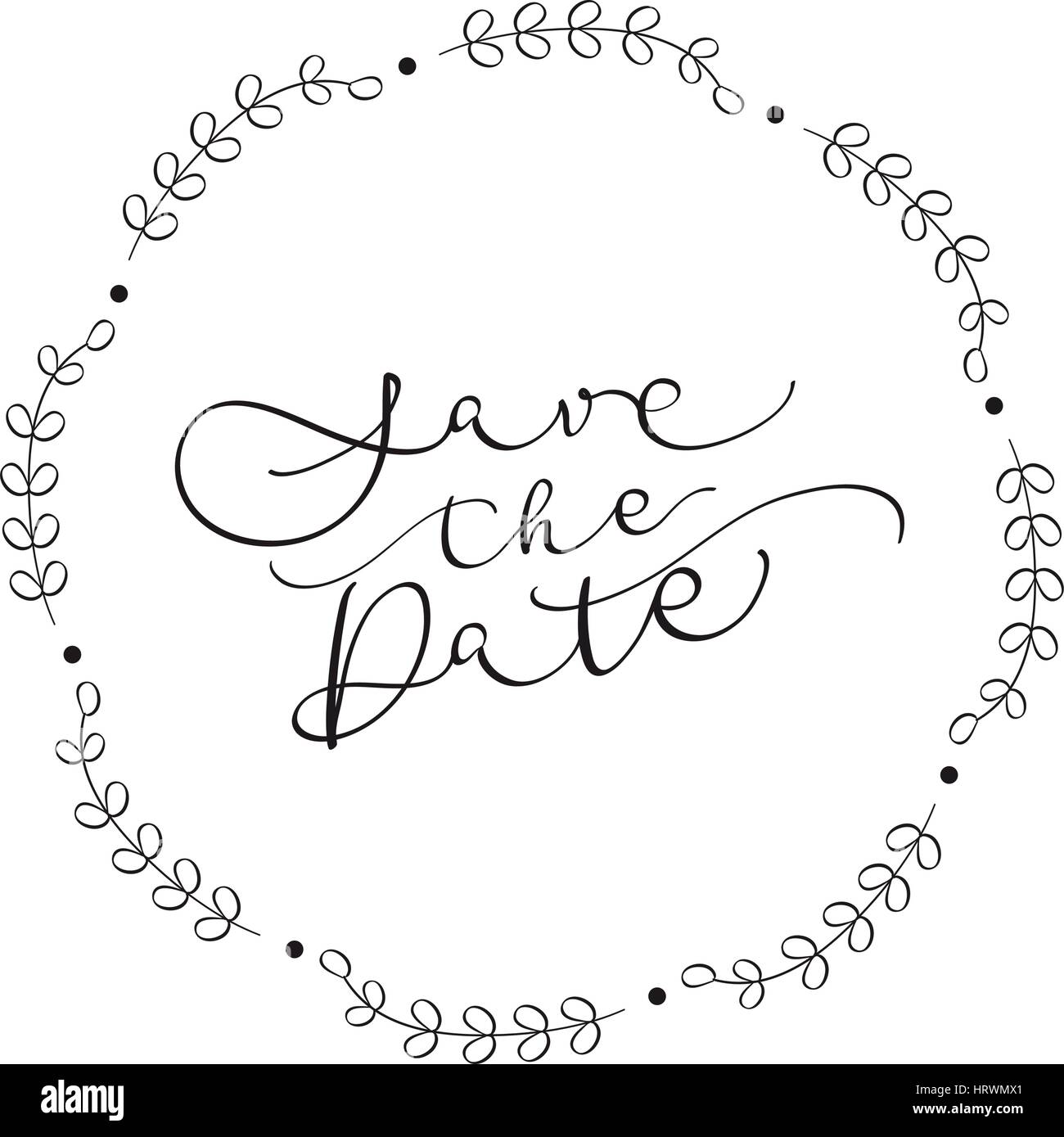 Save the date text on white background. Calligraphy lettering Vector ...