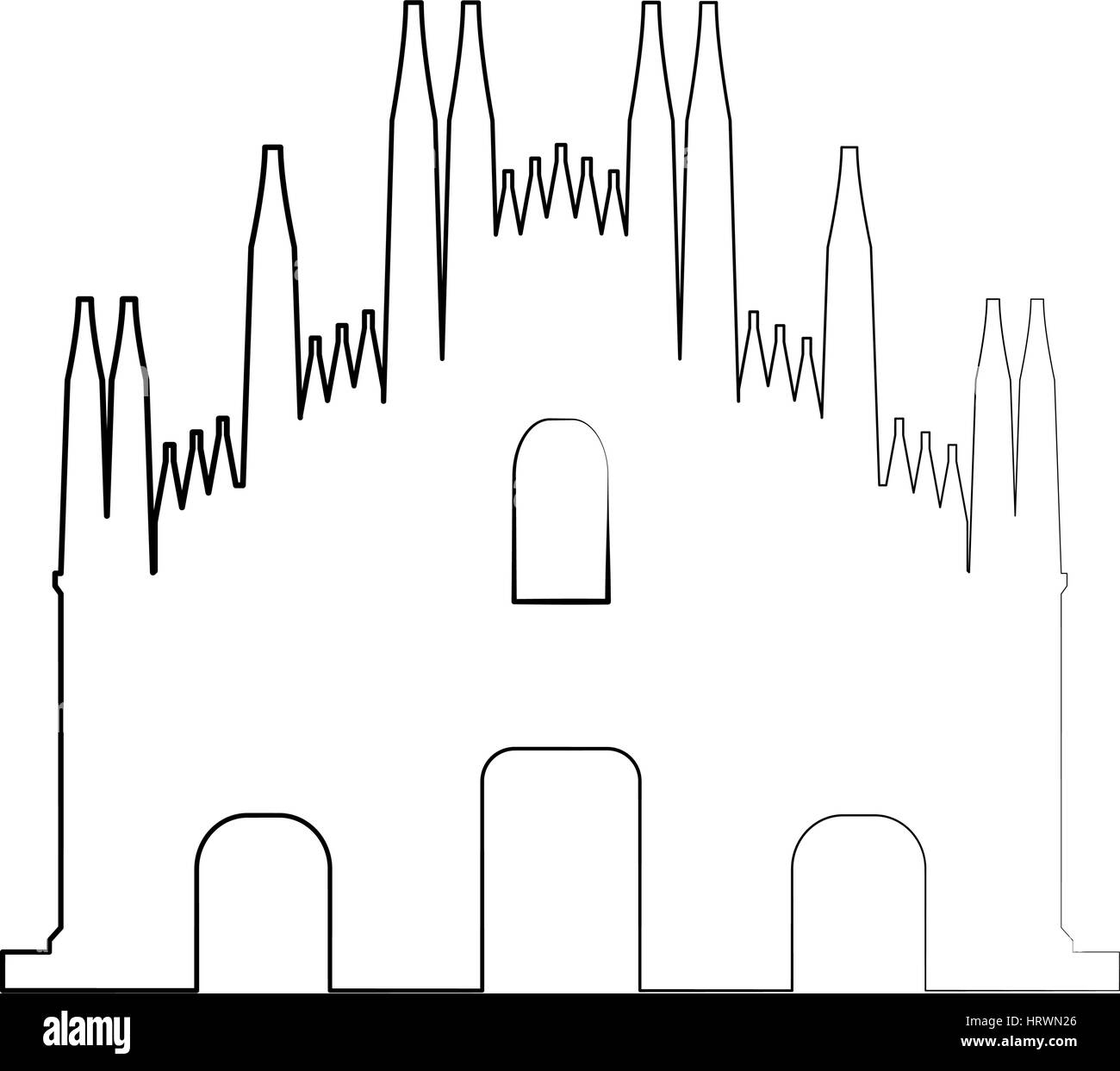 Cathedral of Milan icon illustrated on a white background in vector ...
