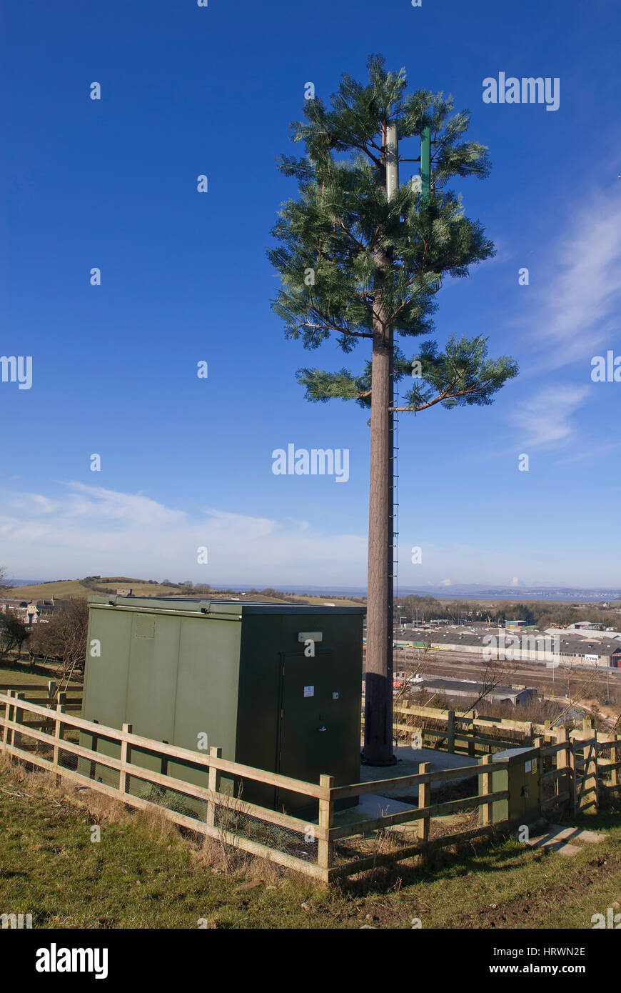 Mobile phone cellular equipment aerial mast imitation tree control box ...