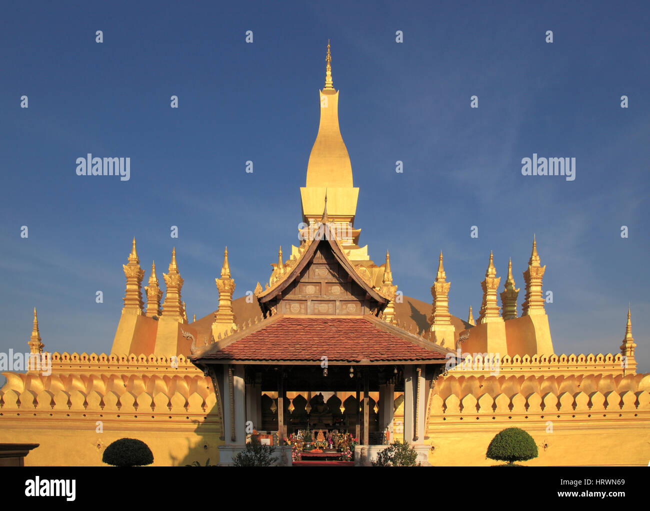 Laos, Vientiane, Pha That Luang, buddhist stupa, national monument ...