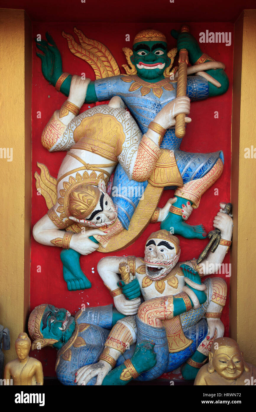 Laos, Vientiane, Wat That Luang Tai, buddhist temple, statues Stock ...