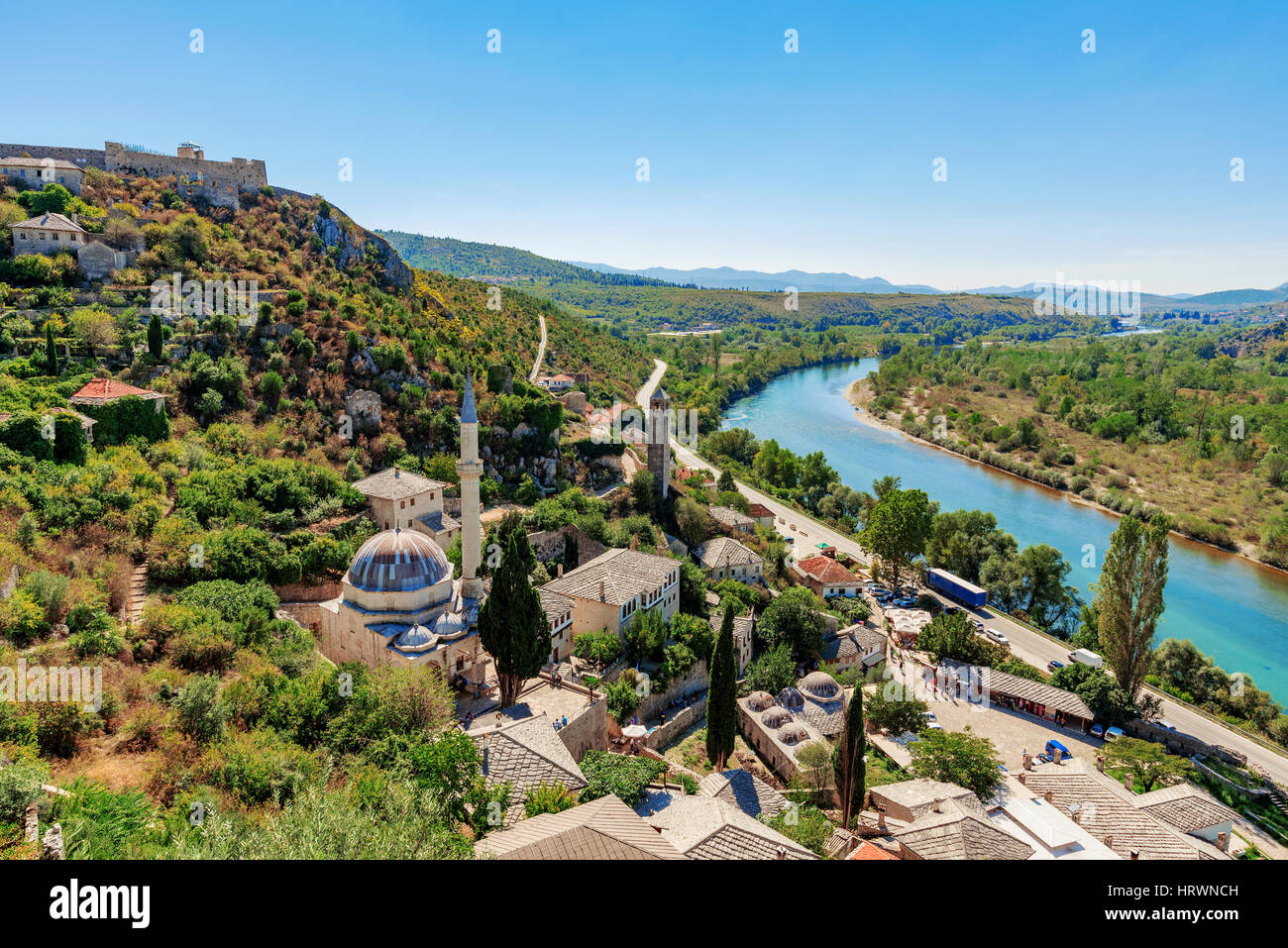 View of Pocitelj town and countryside in Bosnia and Herzegovina Stock ...