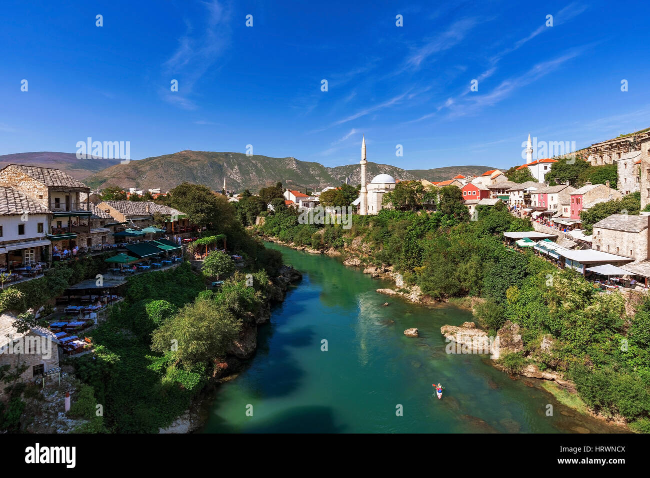 View of Mostar old town and river Stock Photo - Alamy