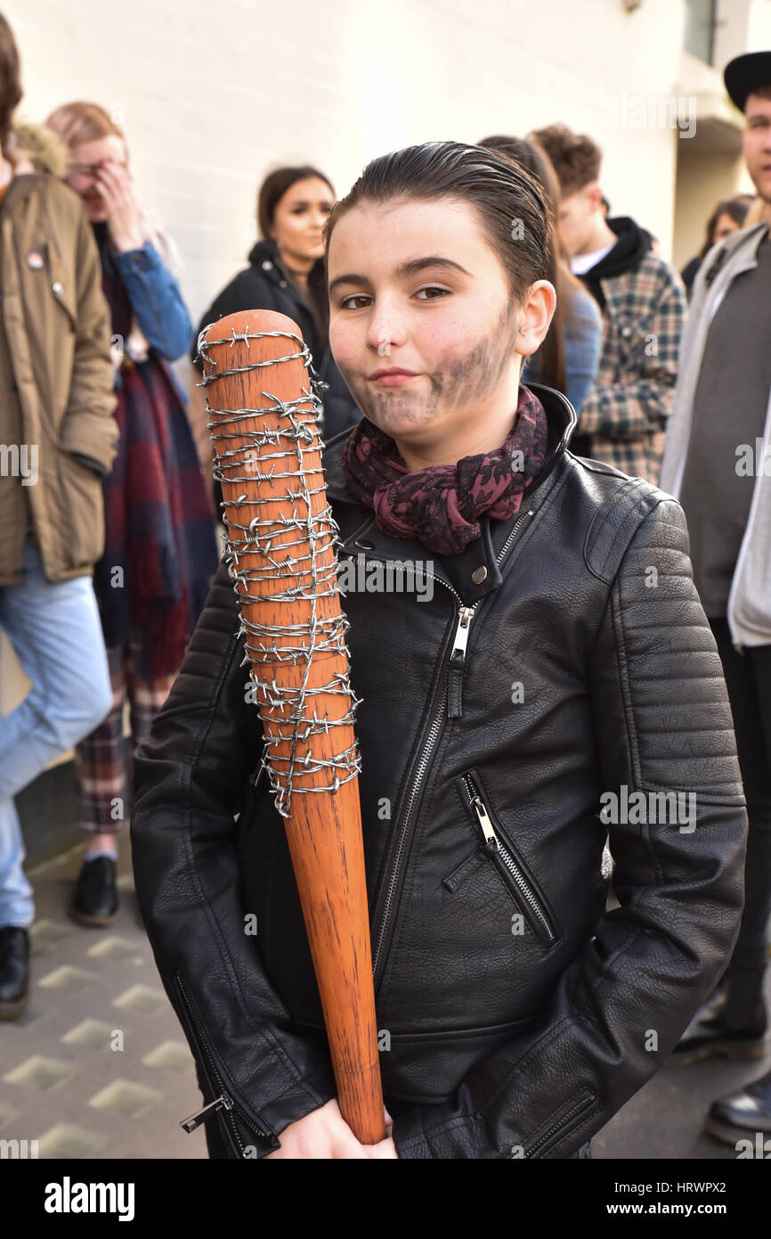Olympia, London, UK. 4th March 2017. Fans of the Walking Dead attend ...