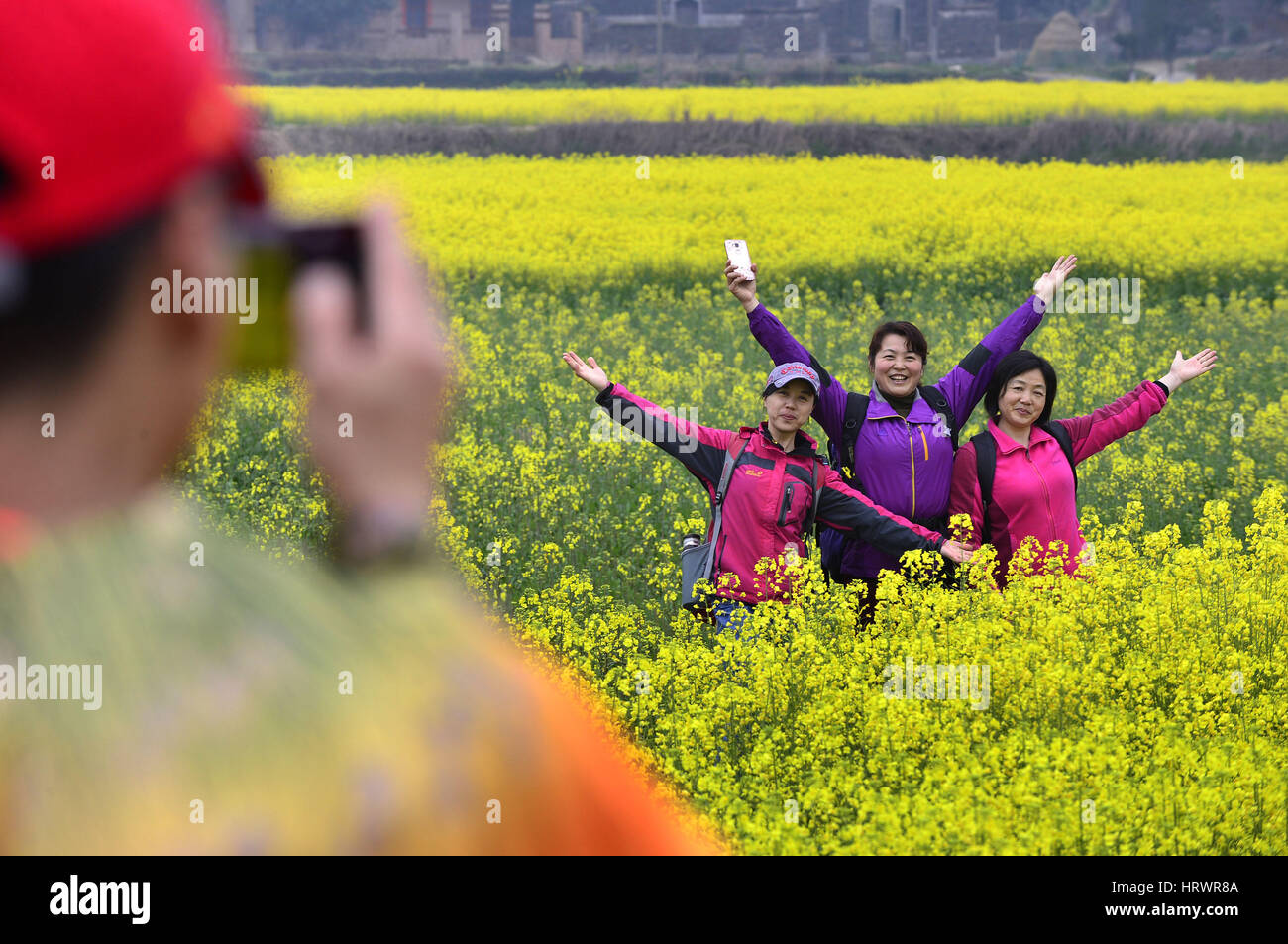 Nanchang, China's Jiangxi Province. 4th Mar, 2017. Tourists pose for ...