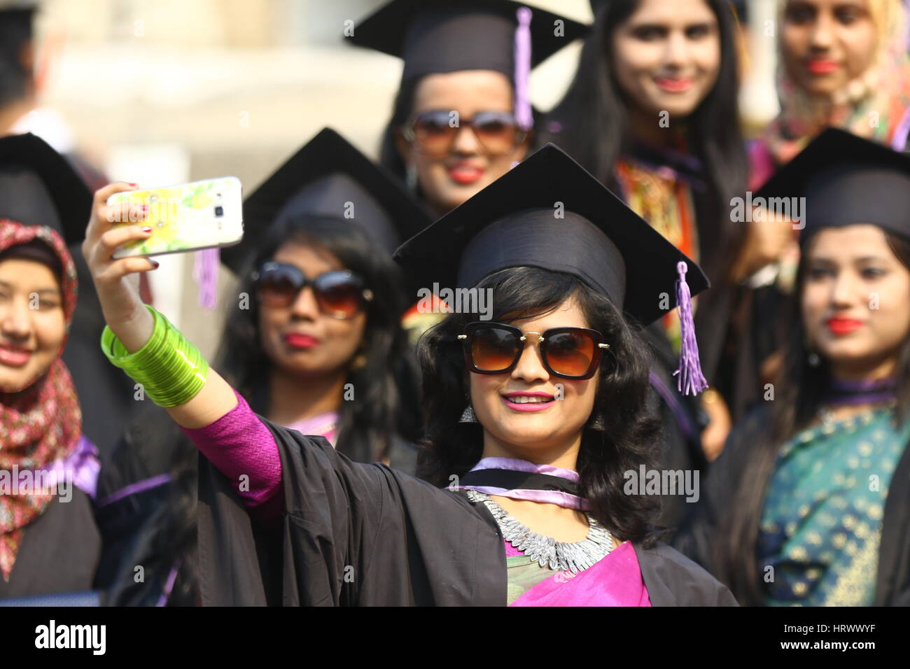 Dhaka, Bangladesh. 4th Mar, 2017. Selfie galore of graduates during ...