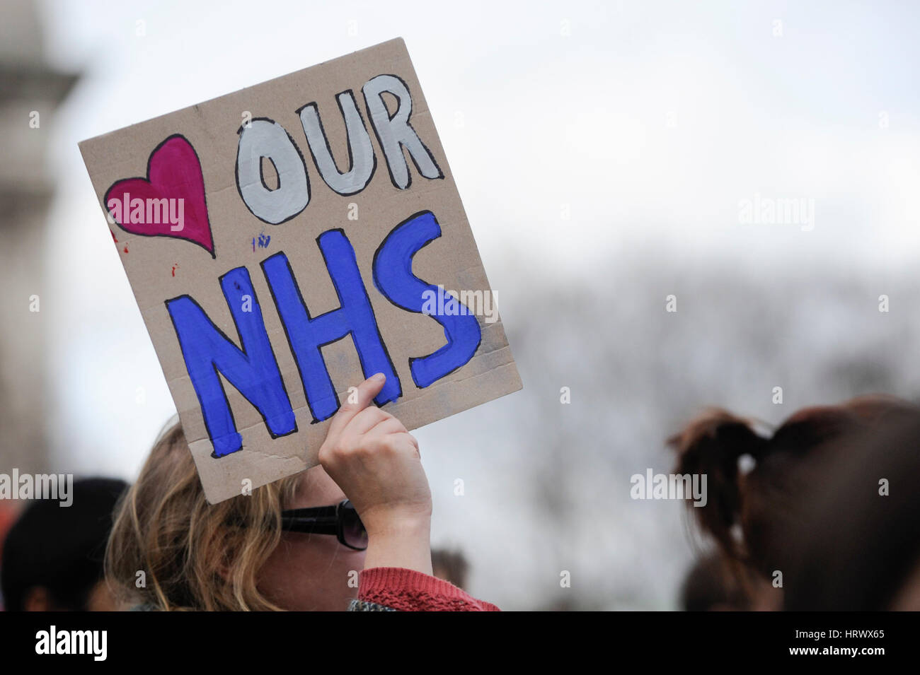London, UK. 4 March 2017. Thousands take part in a "Save the NHS" rally ...