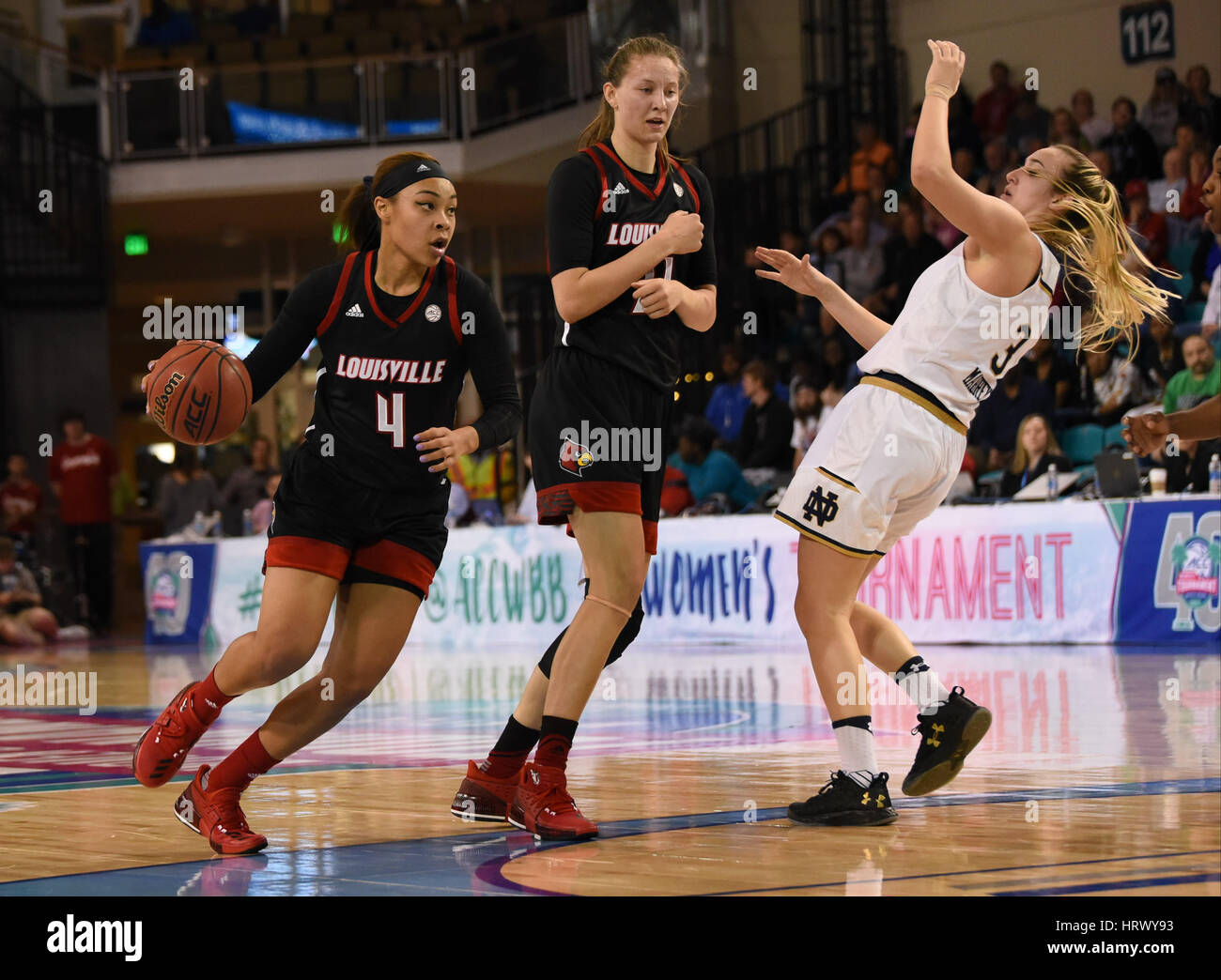 CONWAY, SC - MARCH 04: Louisville Cardinals forward Mariya Moore (4 ...