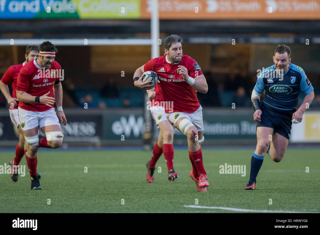Cardiff, Wales, Uk. 04th Mar, 2016. Dave O'Callaghan of Munster leads a ...