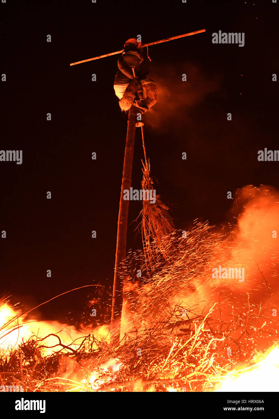 Frechenrieden, Germany. 04th Mar, 2017. A large bonfire in ...