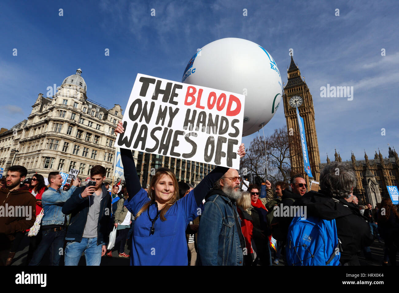 It's Our NHS - National demonstration . London, UK . 04.03.2017 A ...