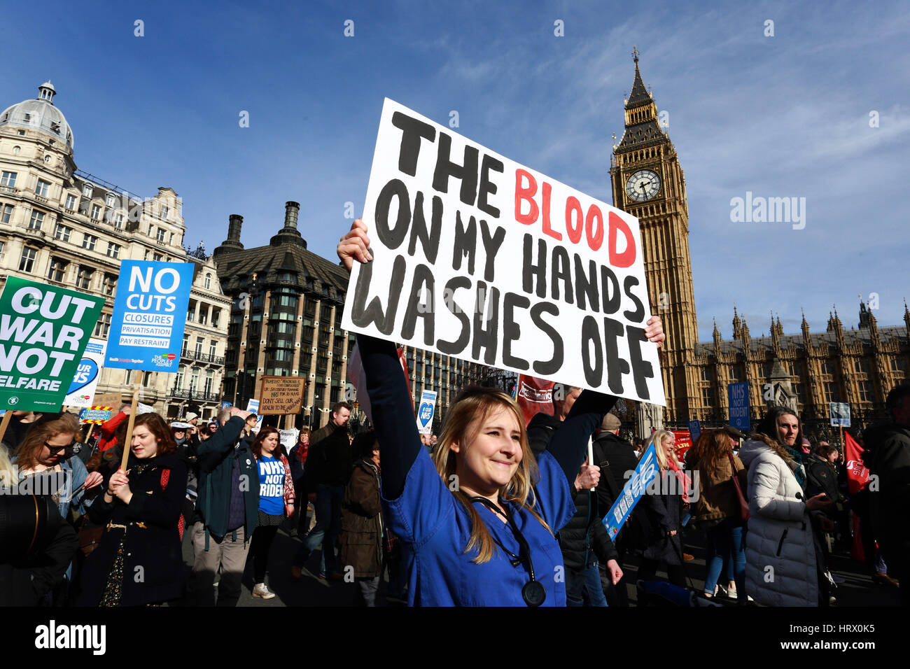 It's Our NHS - National demonstration . London, UK . 04.03.2017 A ...