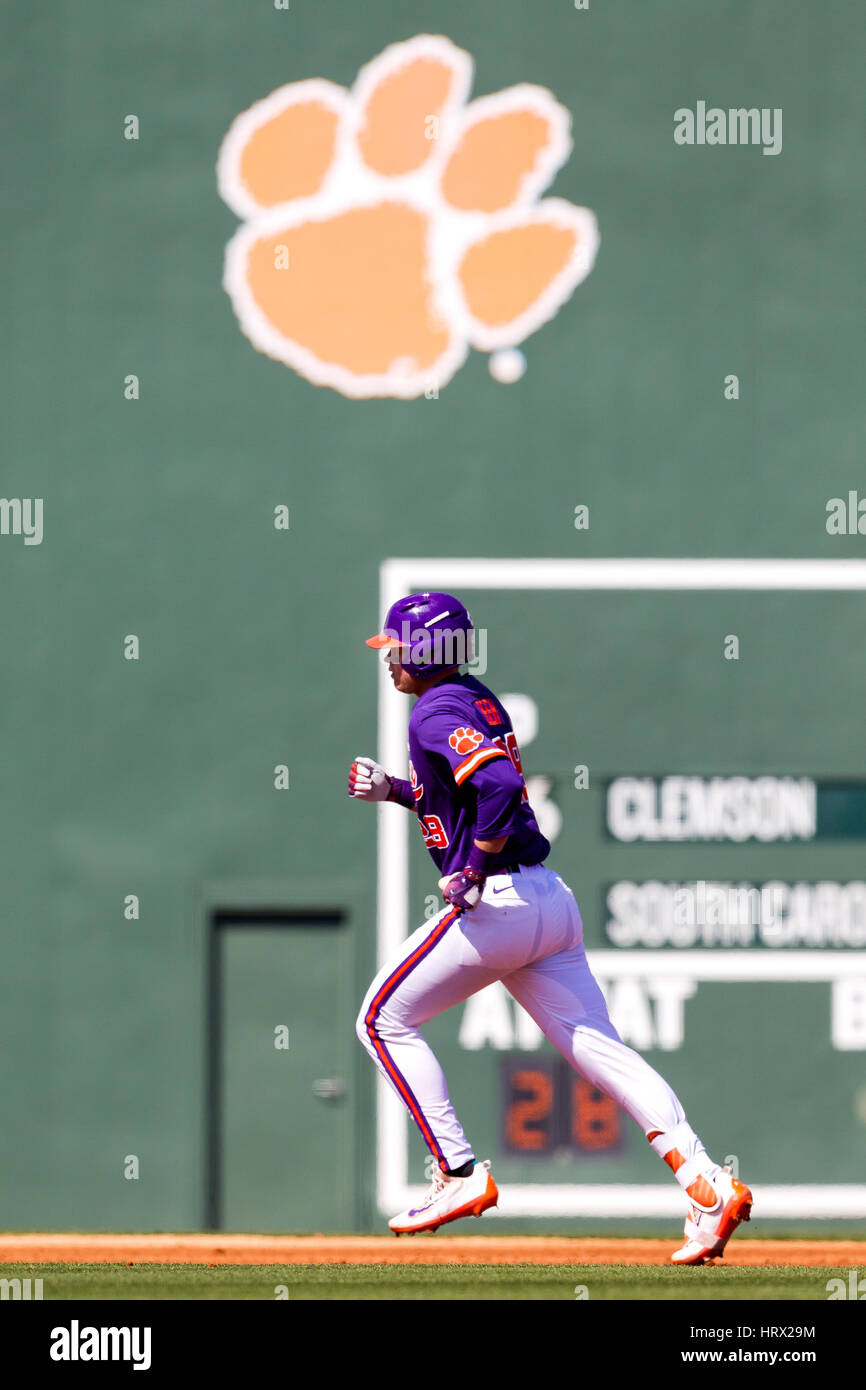 Greenville, SC, USA. 4th Mar, 2017. Tigers first baseman Seth Beer (28 ...