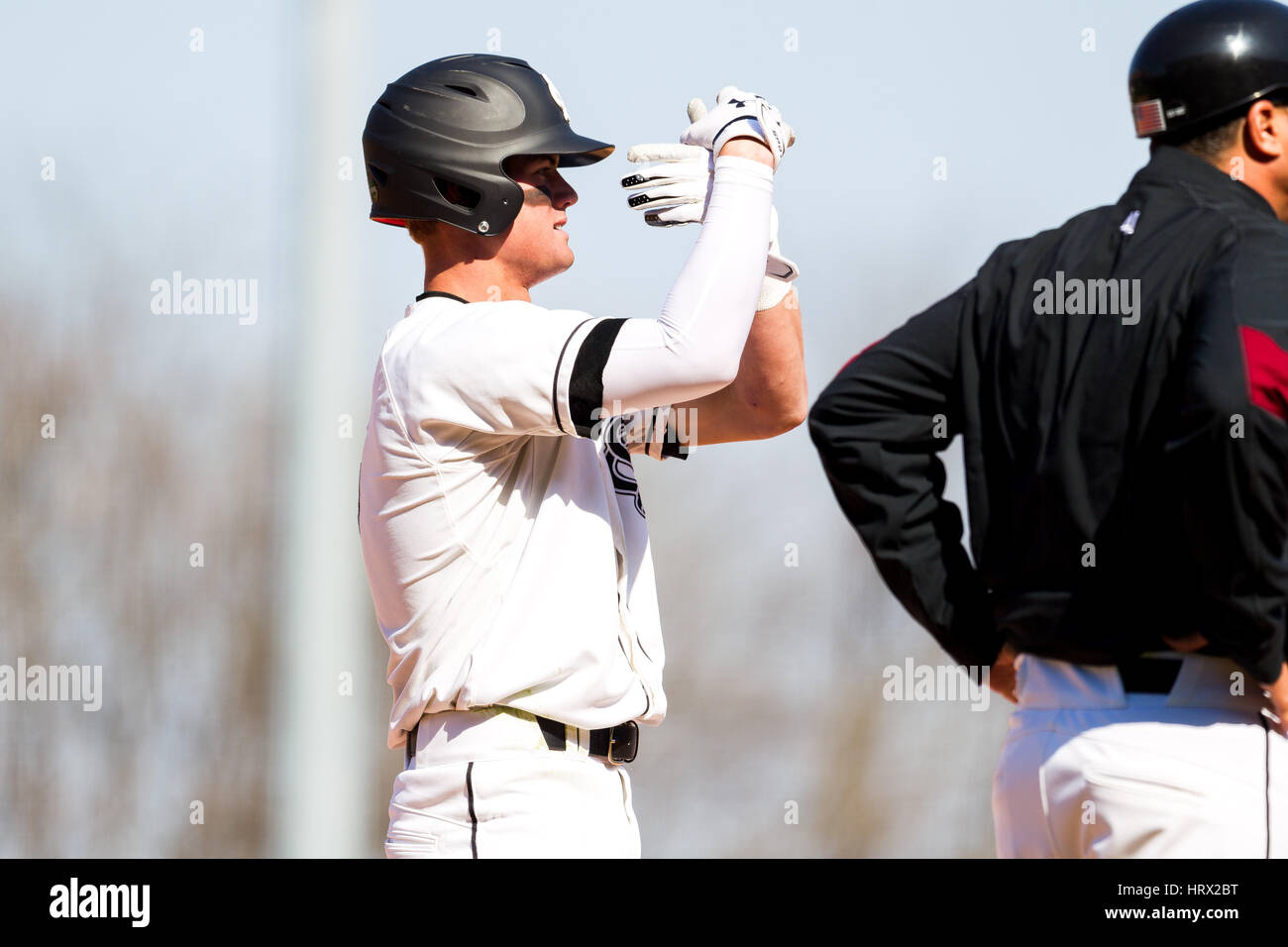 Greenville, SC, USA. 4th Mar, 2017. Gamecocks outfielder Jacob Olson (7 ...