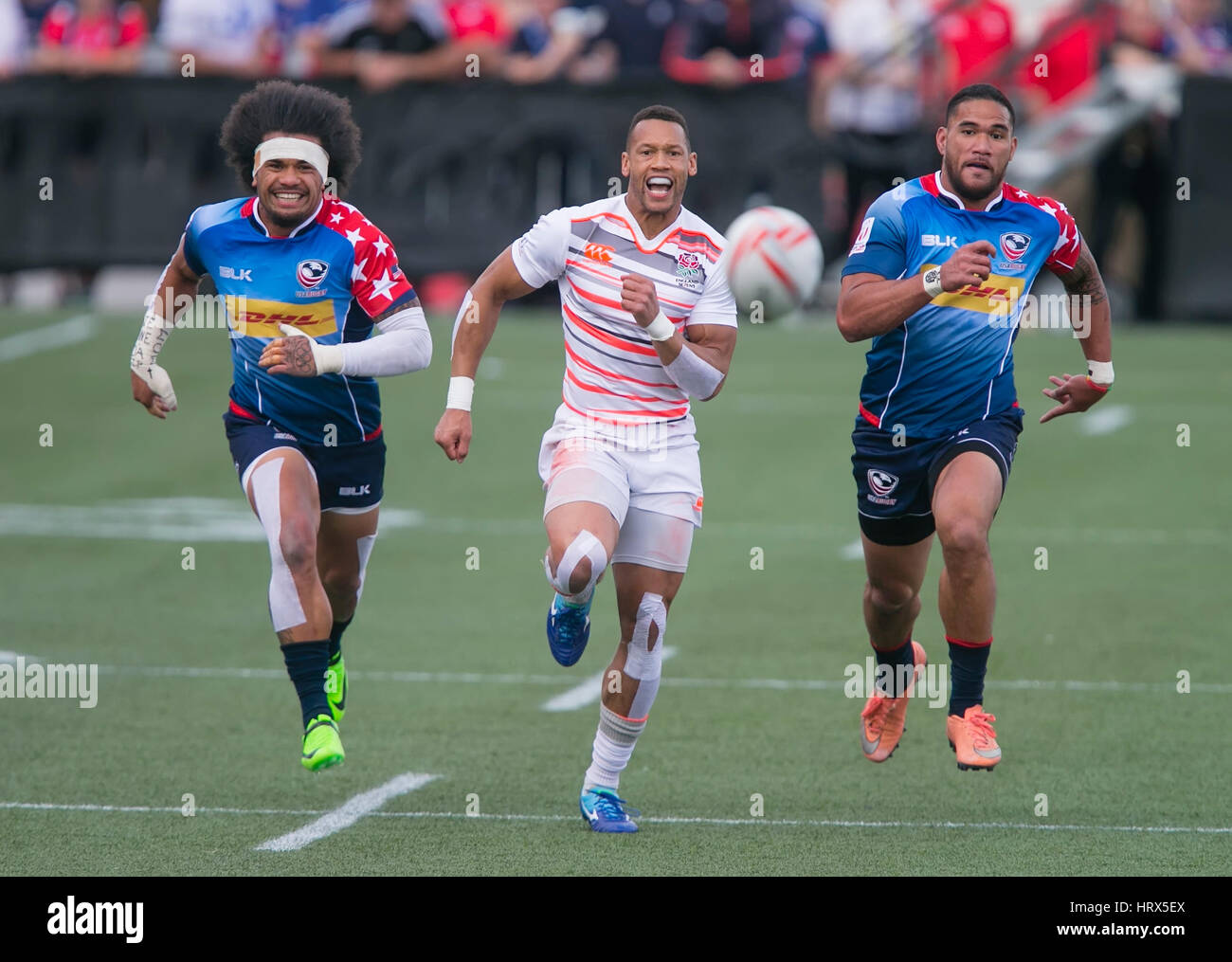 Las Vegas, NV, USA. 4th Mar, 2017. Dan Norton #4 of England runs down ...