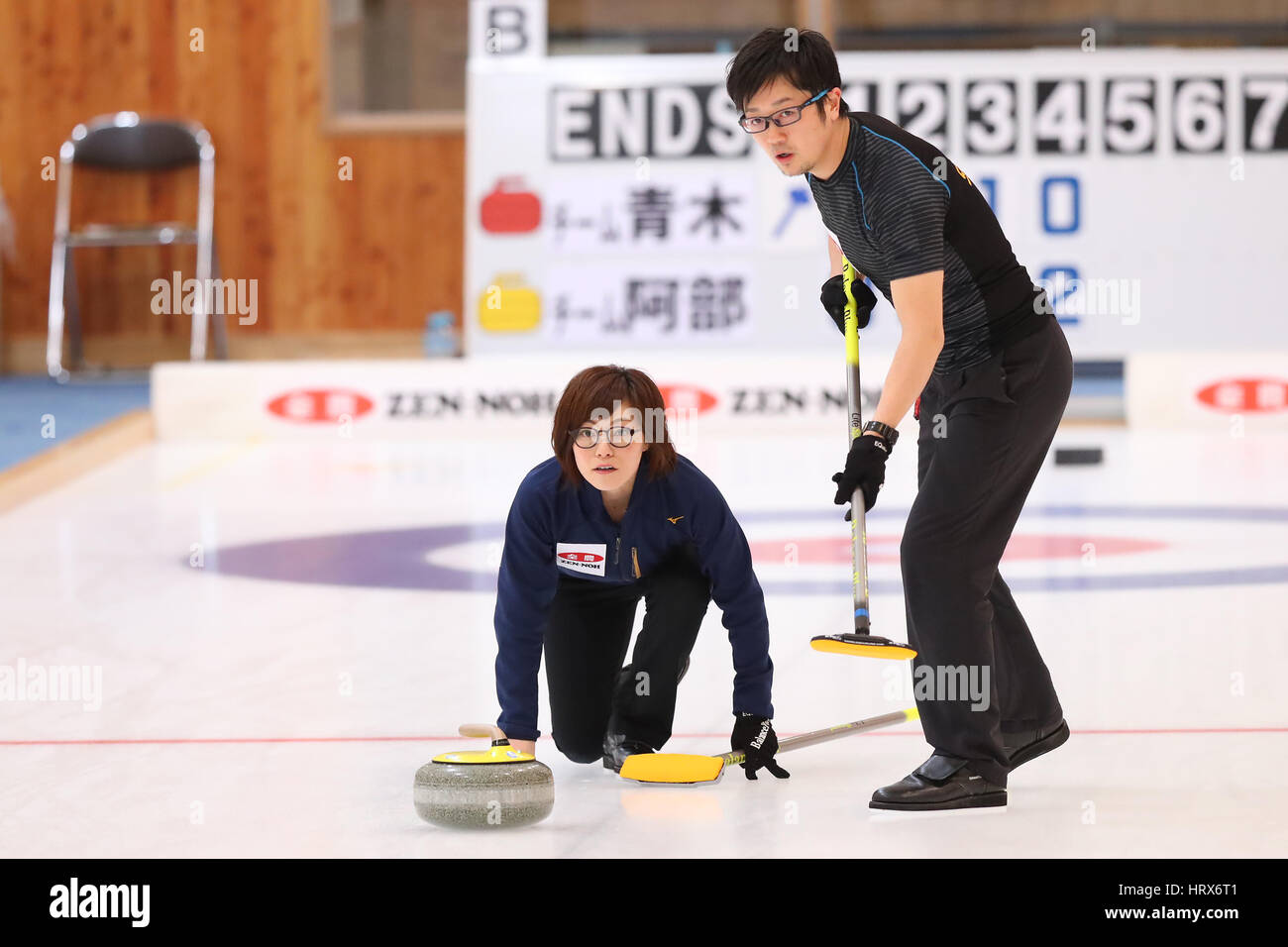 Advics Tokoro Curling Hall, Hokkaido, Japan. 4th Mar, 2017. (L to R ...